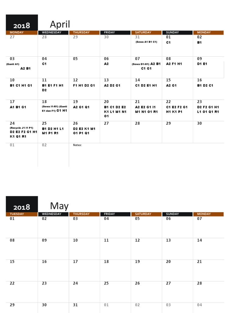 2018-2019 Monthly Calendar Overview | PDF