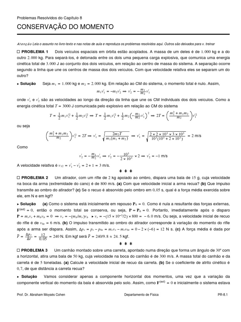 Cap8 - Problemas Resolvidos | PDF | Iniciativa/Conjuntura | Massa