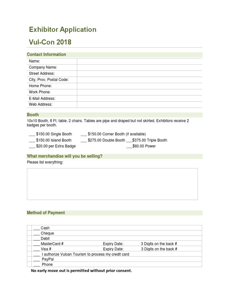 Exhibitor Application | PDF | Payments | Debit Card