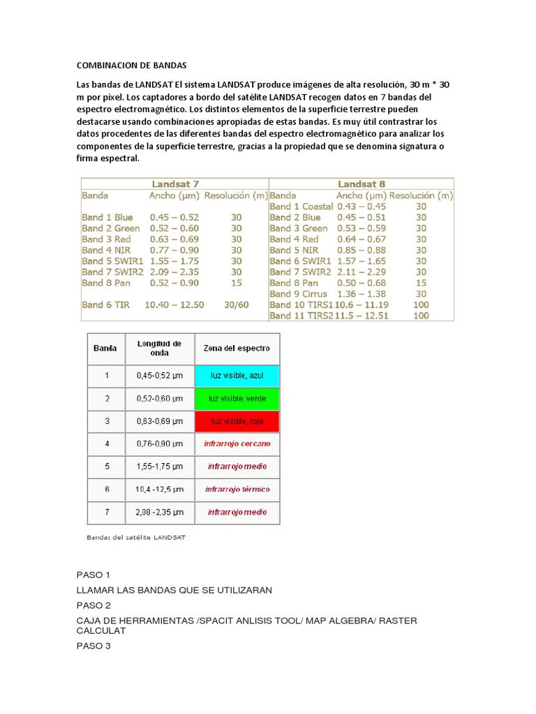 Combinacion de Bandas para El Calculo de NDVI | PDF