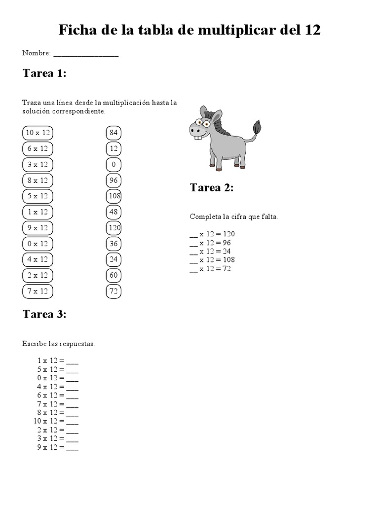 Tablas de Multiplicar 12 PDF | PDF
