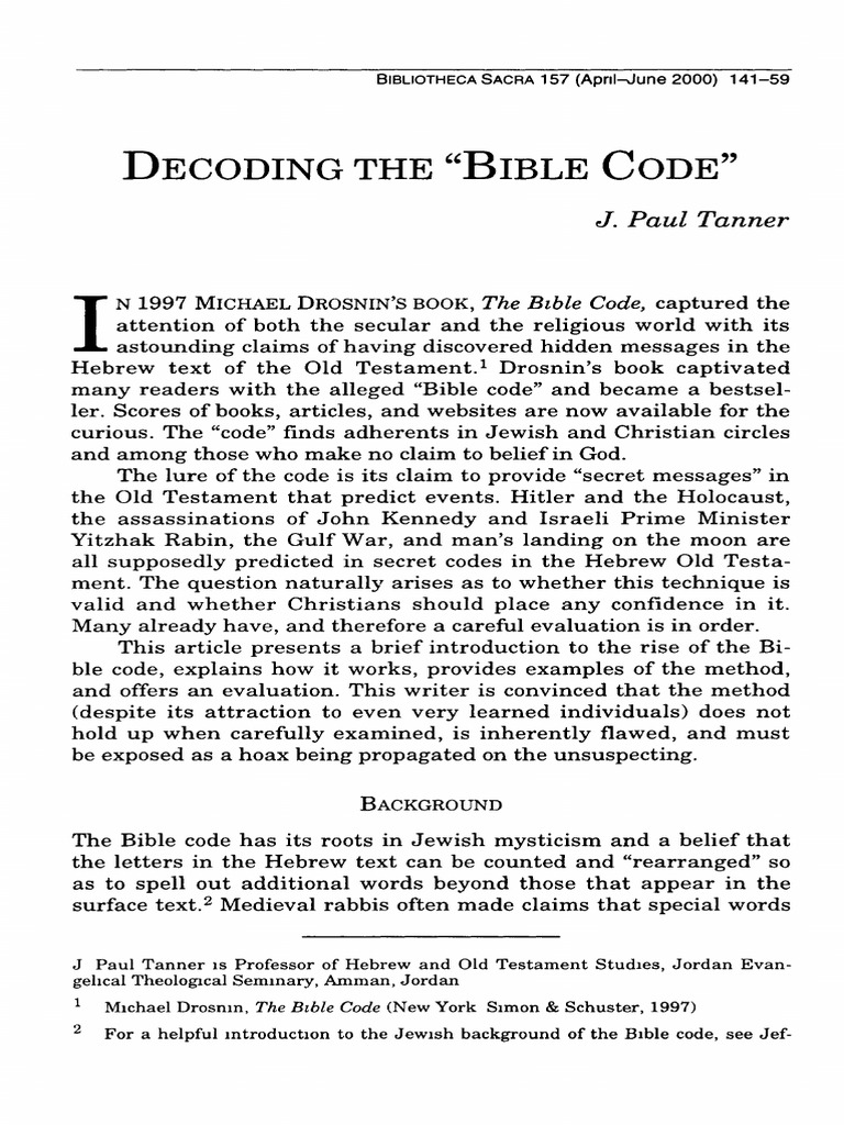 Decoding Bible Code - P Tanner | PDF | Bible | Jesus