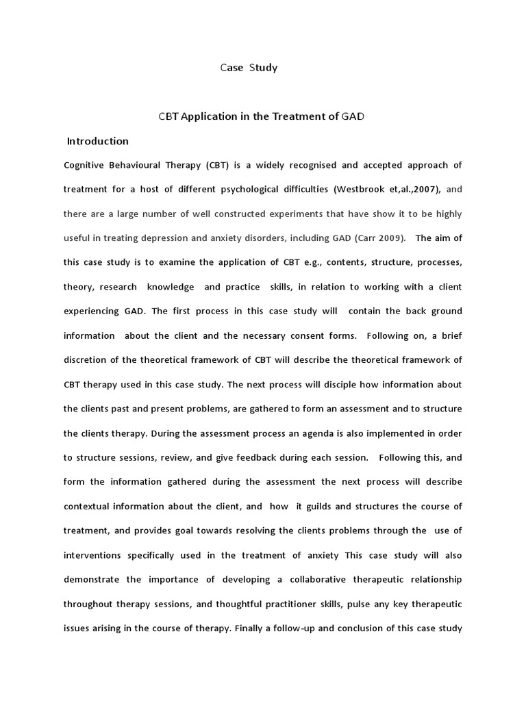 CASE Study 1anxiety | PDF | Cognitive Behavioral Therapy | Psychotherapy