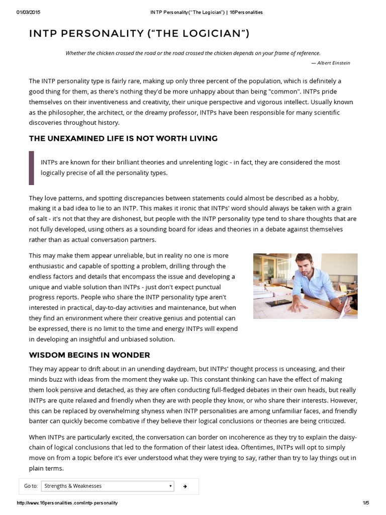INTP Personality The Logician 16personalities PDF | PDF | Personality ...