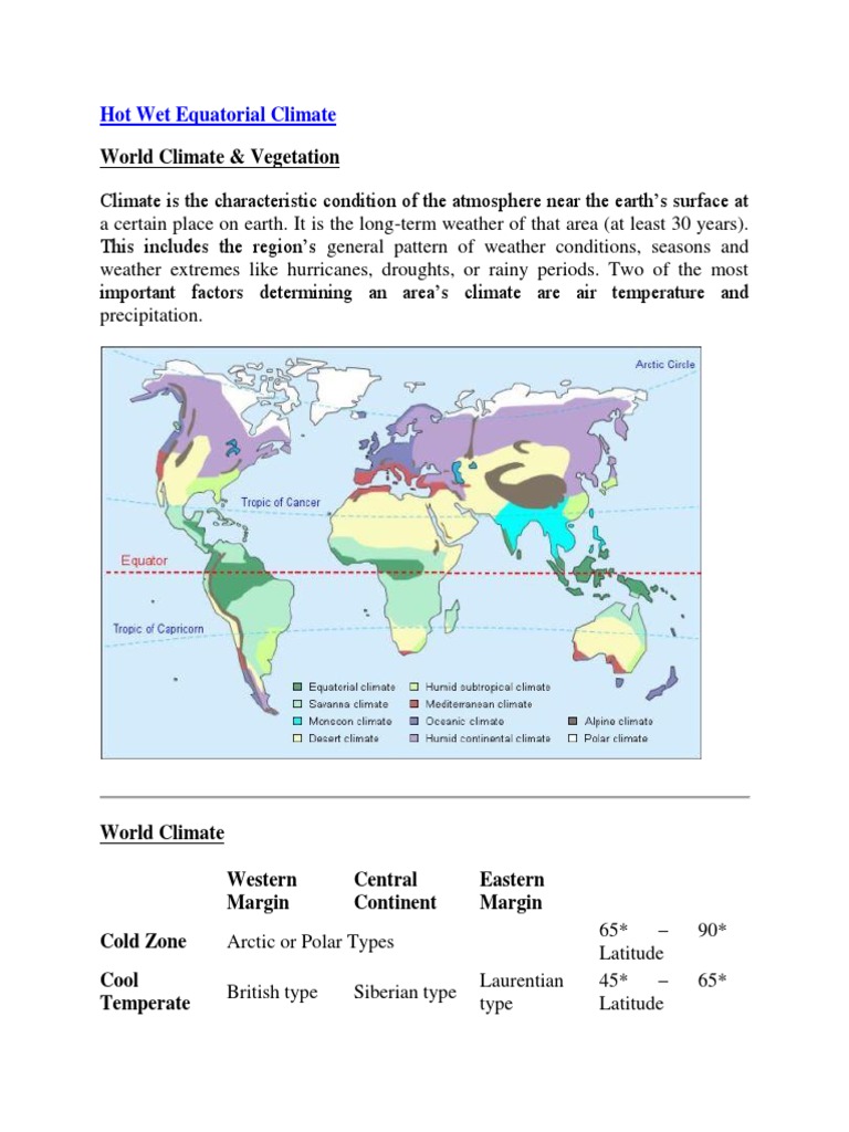 Characteristics of Hot Wet Equatorial Climate | PDF | Rain | Desert