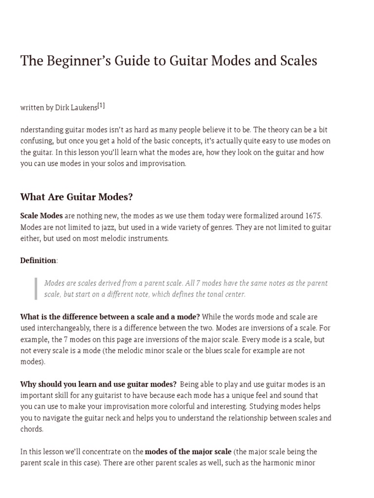 Understanding Guitar Modes: A Comprehensive Guide to Playing Modes on ...