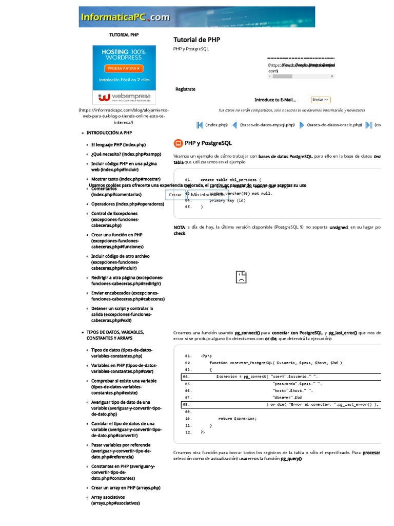 Tutorial PHP - PHP y PostgreSQL | PDF | SQL | Php