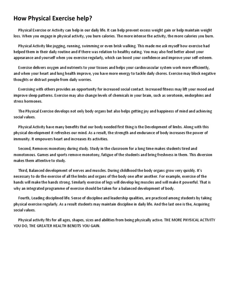 How Physical Exercise Help and Its Benefits | PDF | Physical Exercise ...