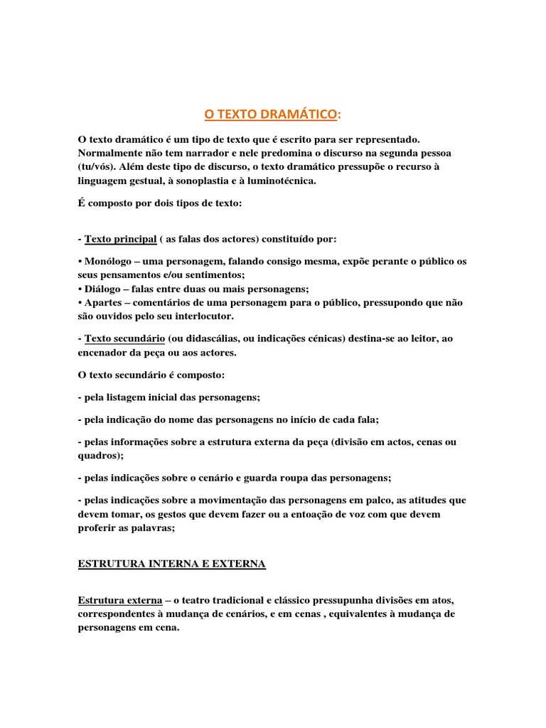 Texto Dramático | PDF | Ator | Teatro