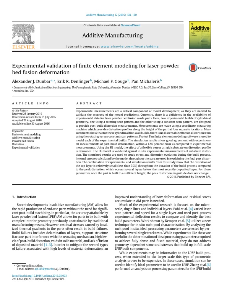 Additive Manufacturing: Alexander J. Dunbar, Erik R. Denlinger, Michael ...