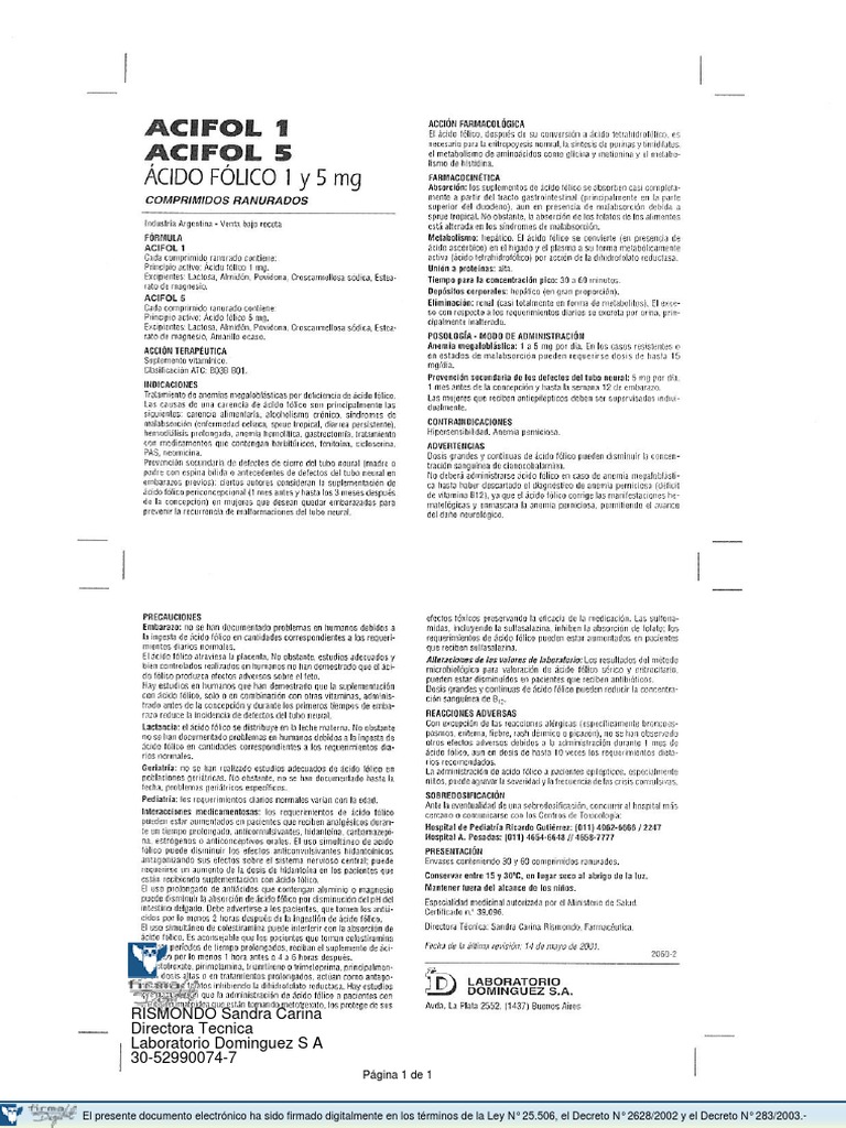 Prospecto Acifol 1 - 5 | PDF