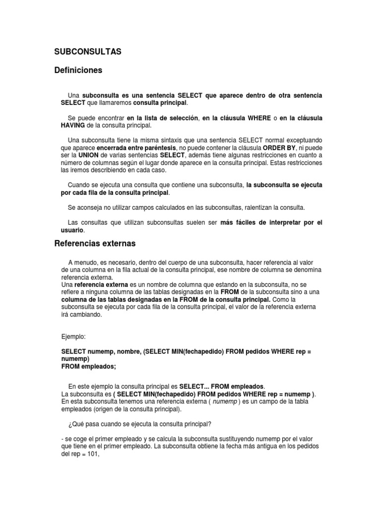 SubConsultas SQL | PDF | SQL | Áreas de informática