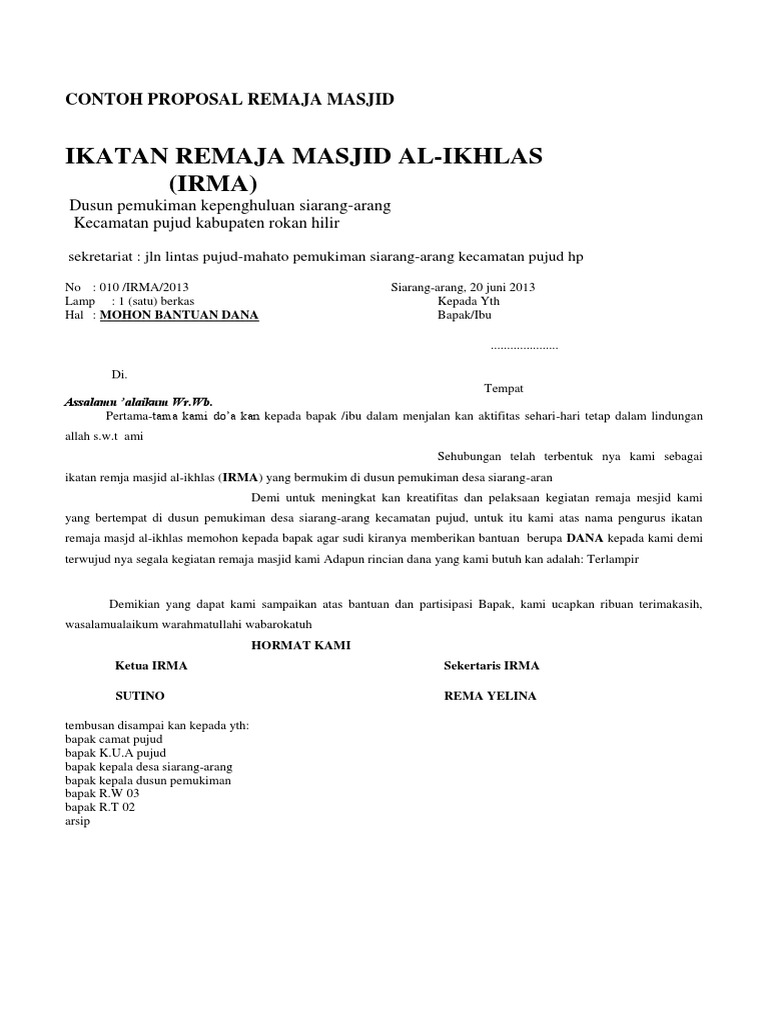 Contoh Proposal Remaja Masjid | PDF