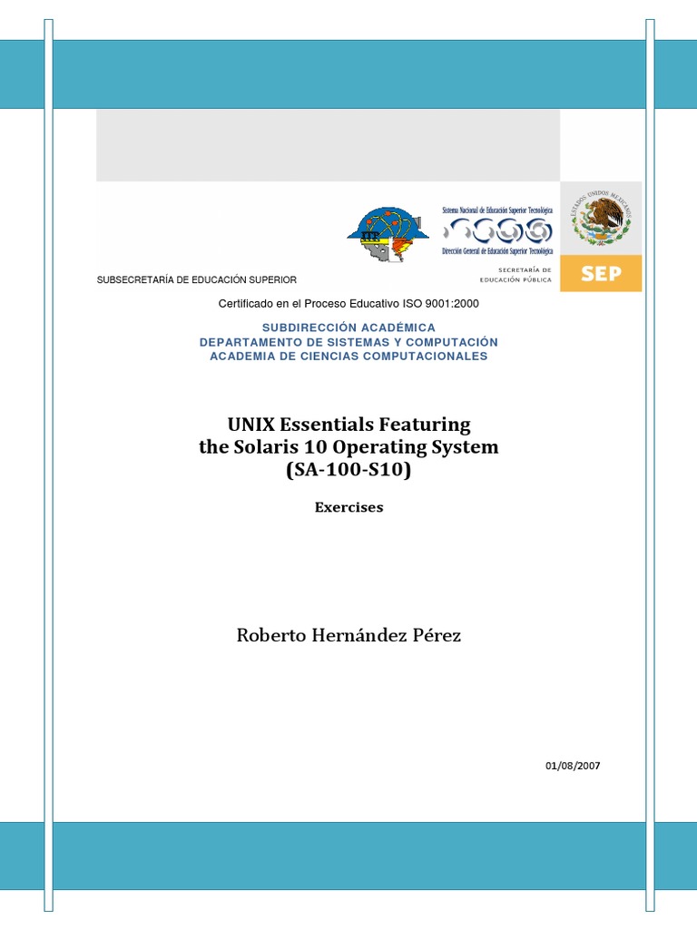 Unix Essentials Featuring The Solaris 10 Operating System Myexercises Pdf Command Line