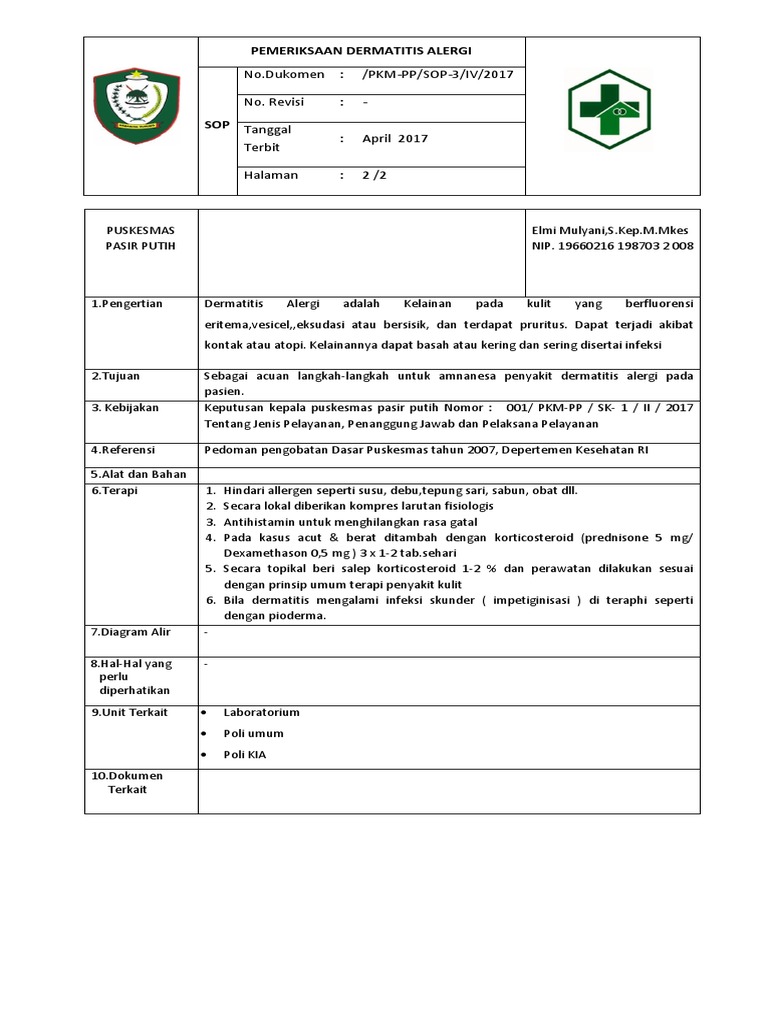 Sop Dermatitis | PDF