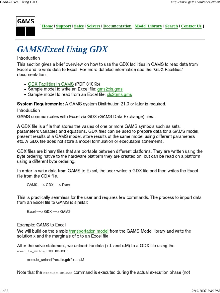 Excel Using GDX | PDF | Microsoft Excel | Computer File