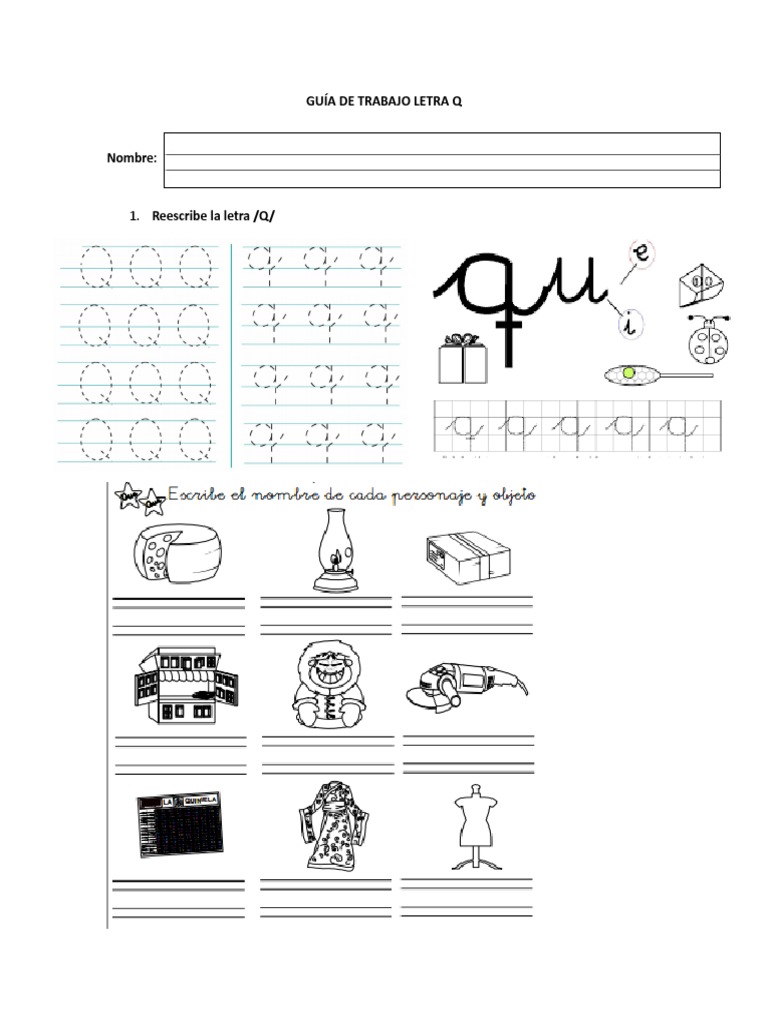 Actividades para la letra Q en primer grado | PDF