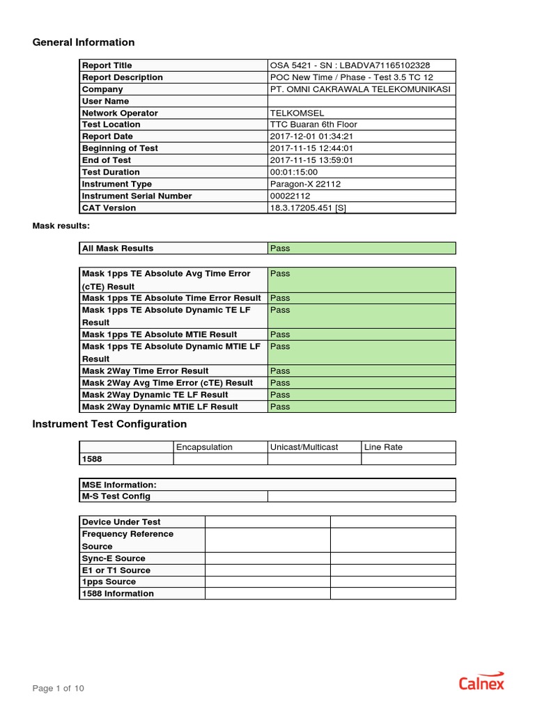 OSA 5421 - SN LBADVA71165102328 Test Report | PDF | Computer Networking ...