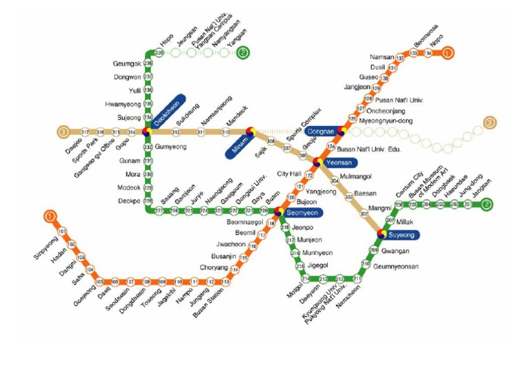 Busan Metro Route Map PDF | PDF | Rapid Transit | Passenger Rail Transport