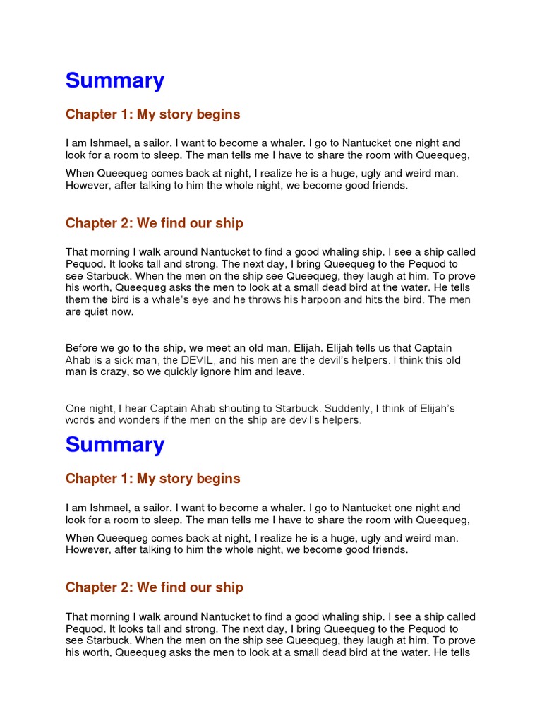 Summary of Moby Dick Pt3 | PDF | Moby Dick | Captain Ahab