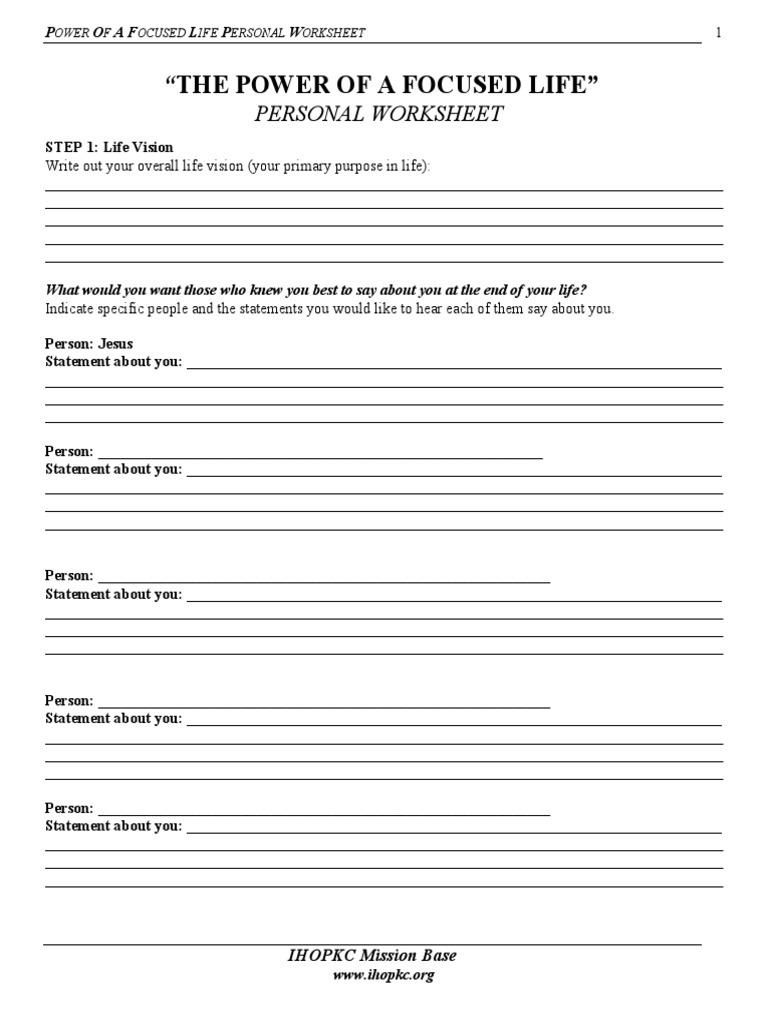 Focused Life Planning Guide | PDF | Religious Behaviour And Experience