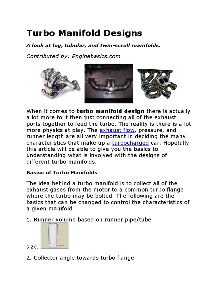 Turbo Manifold Designs by Engine Basics | PDF | Turbocharger ...