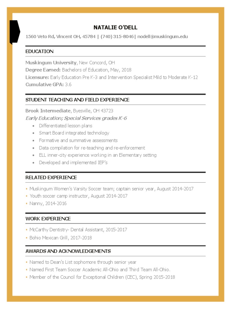 Natalie Odell Resume 18 | PDF | Wellness