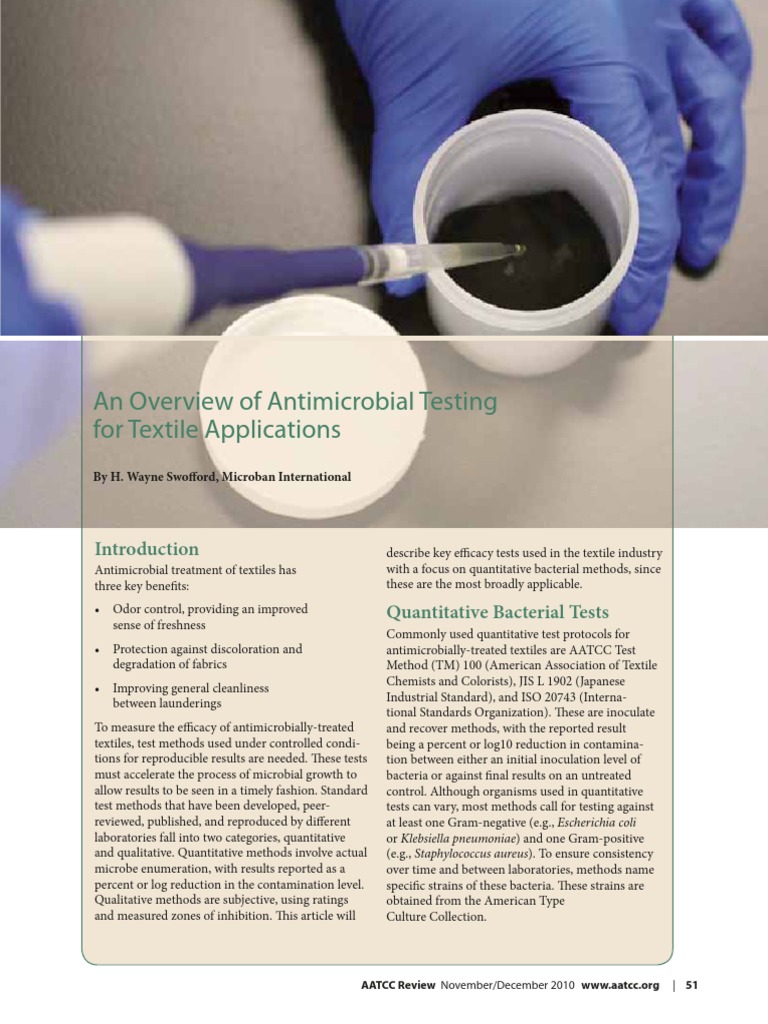 An Overview of Antimicrobial Testing For Textile | PDF | Antimicrobial ...