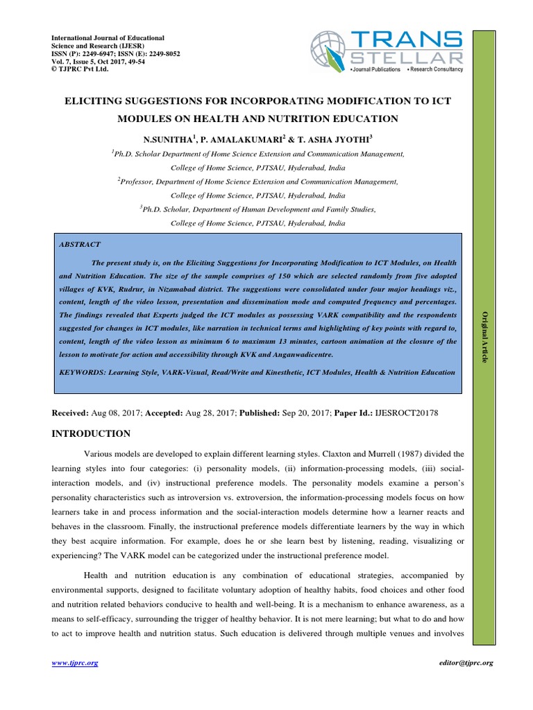 8 Ijesroct20178 | PDF | Educational Technology | Learning Styles