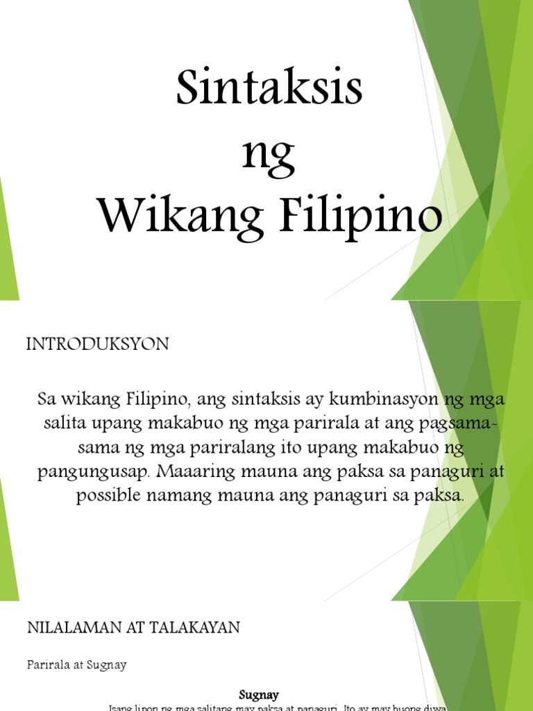 Sintaksis NG Wikang Filipino | PDF