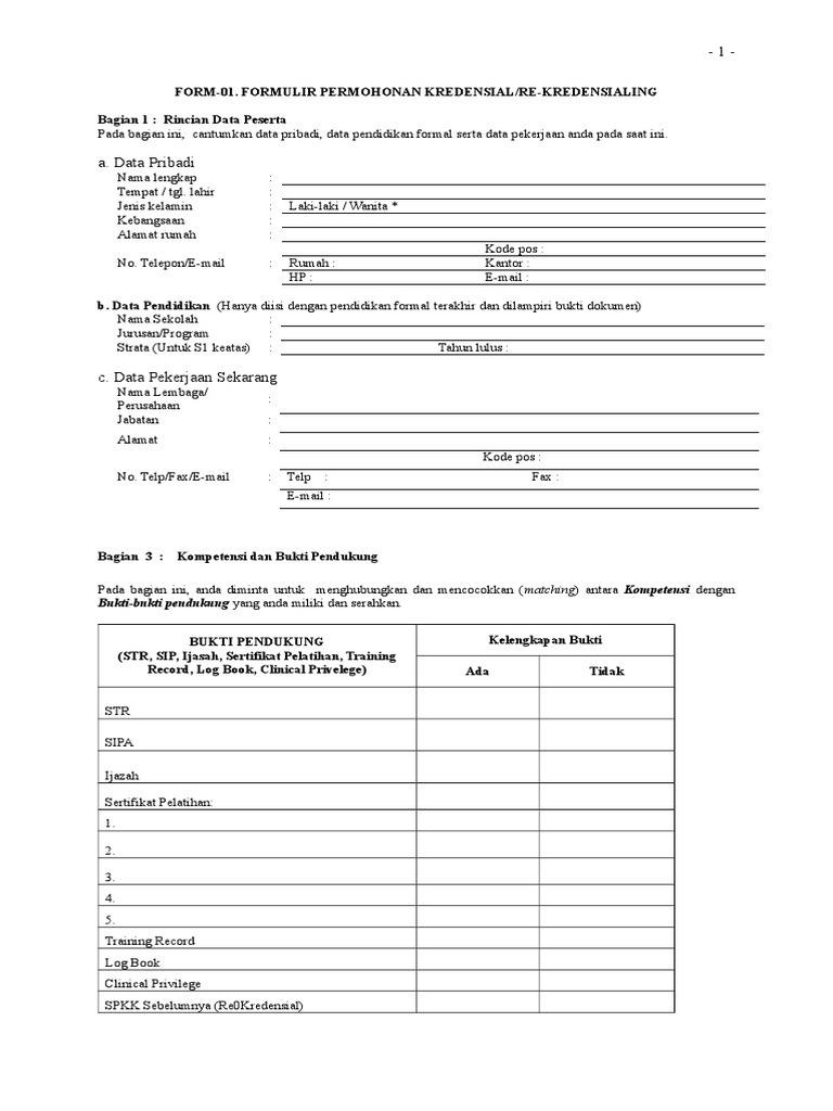Contoh Form Kredensial Apt | PDF