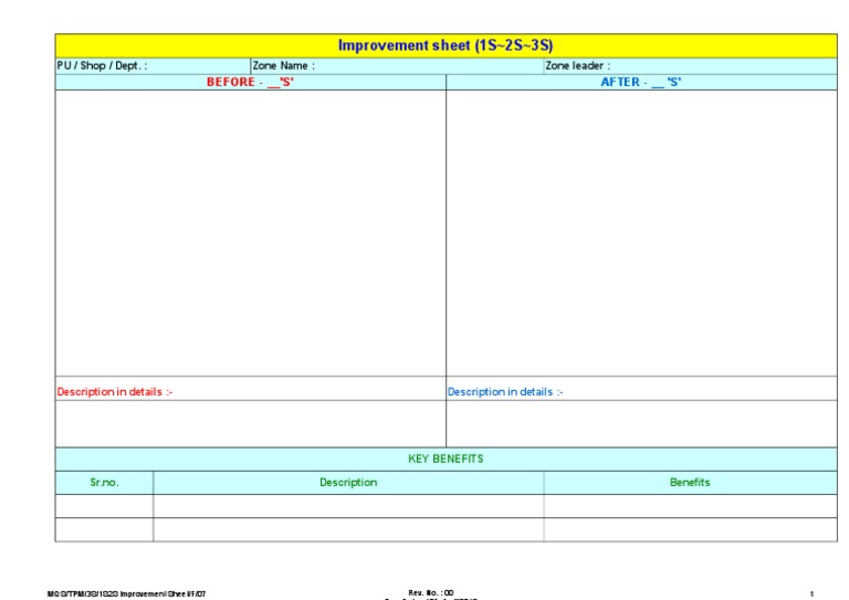 Improvement Sheet (1S 2S 3S) | PDF