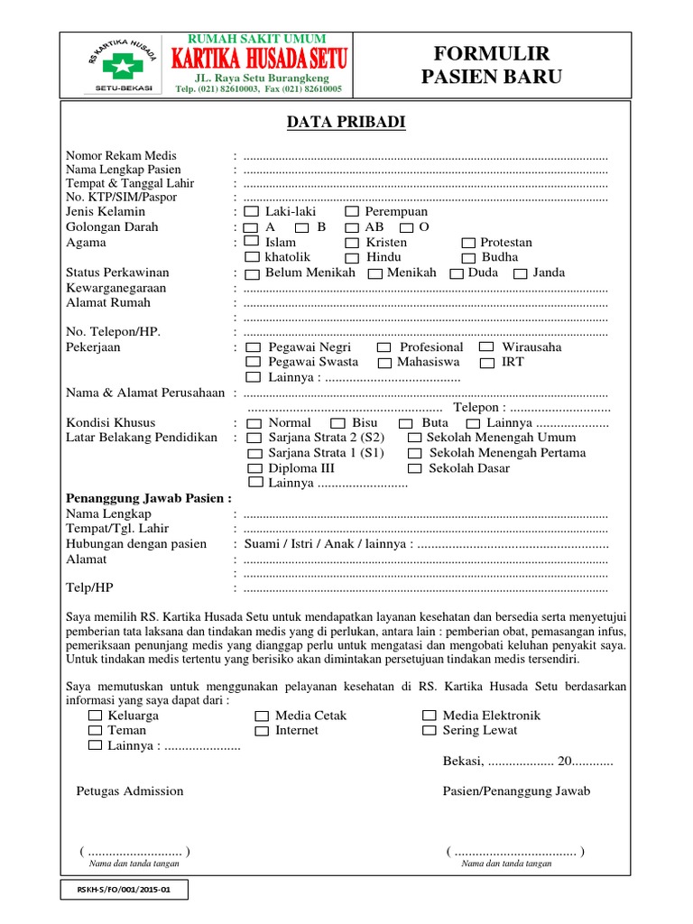 Formulir Pasien Baru | PDF