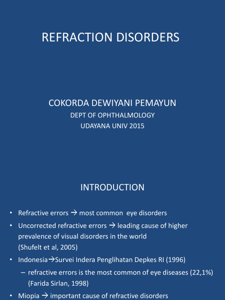 Refractive Disorders Blok Visual | PDF | Lens (Optics) | Contact Lens