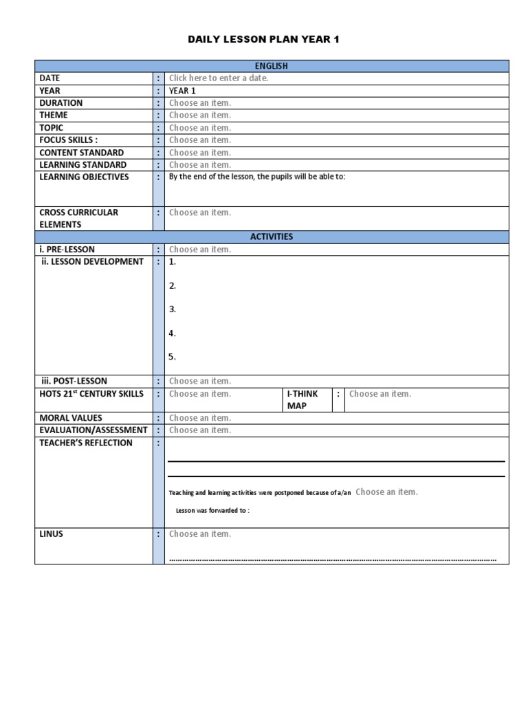 Year 1 Lesson Plan | PDF