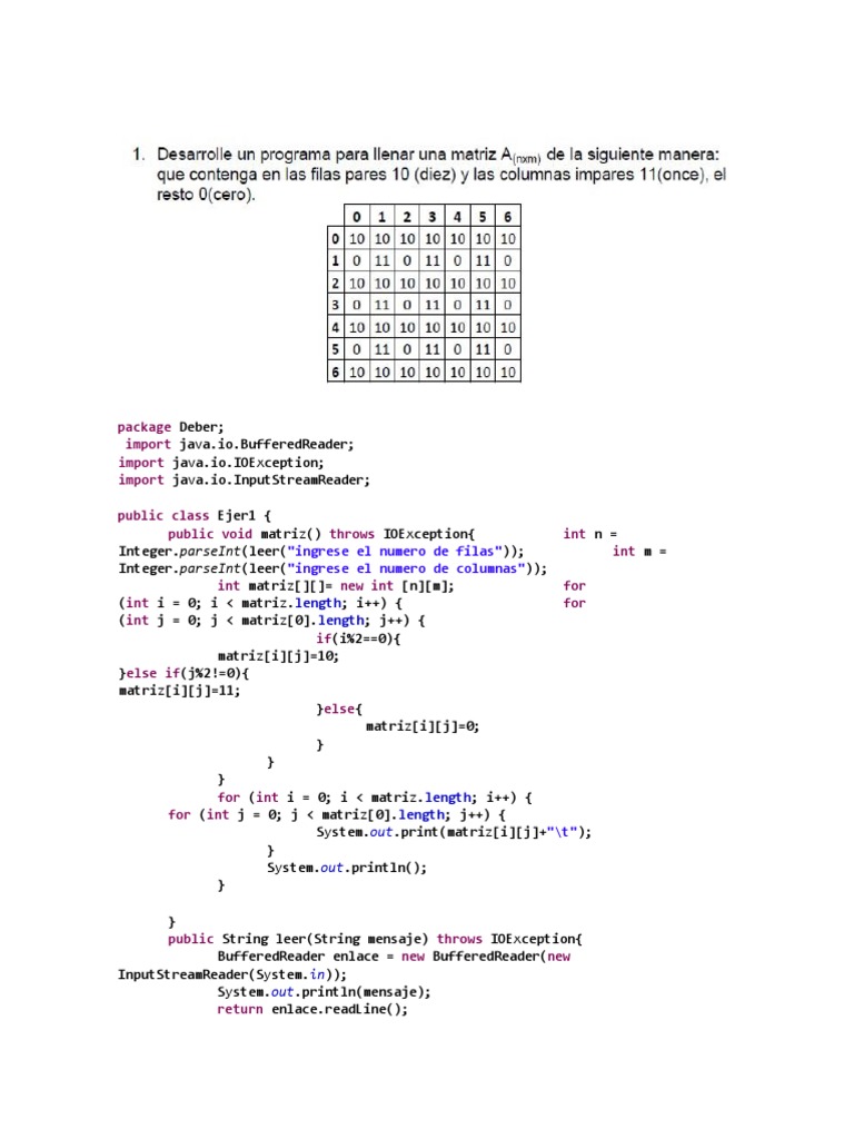 Ejercicio de Matrices en Java | Matemáticas