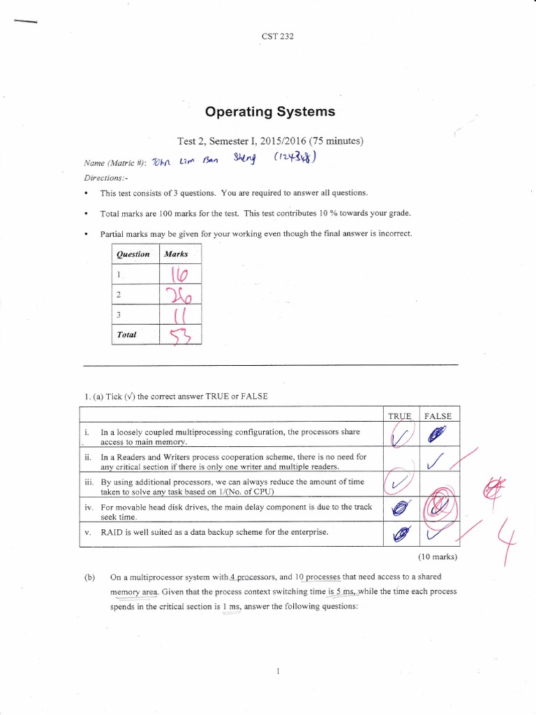 OS Test 2 1516 | PDF | Computer Architecture | Computing