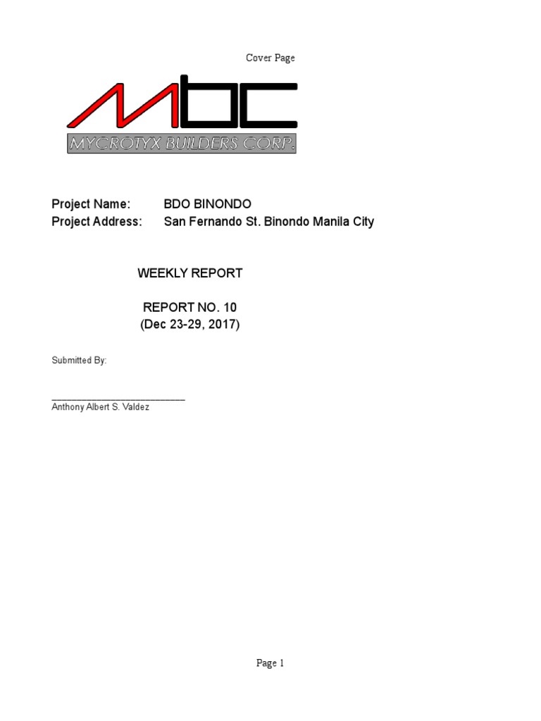 Construction Report Project Management | PDF | Building Engineering ...