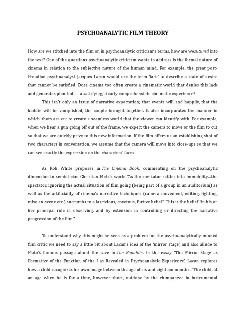 Psychoanalytic Film Theory | PDF | Psychological Concepts | Psychology