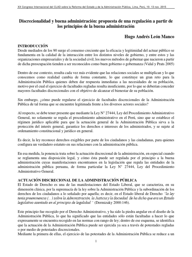 Discrecionalidad y Buena Administración | PDF | Regulación ...