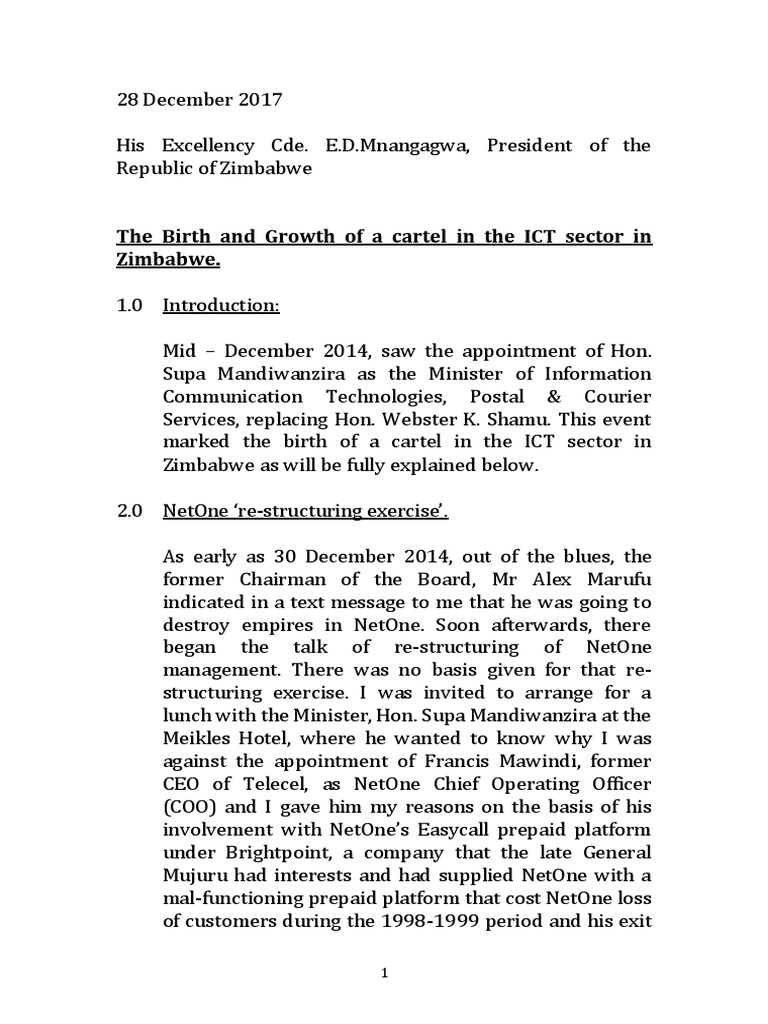 Super Mandiwanzira Corruption Letter To President ED | PDF | Board Of ...