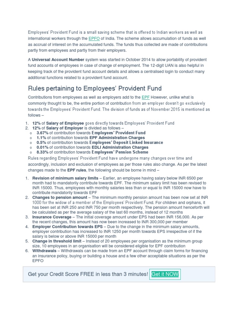 Ru Les Pertaining To Employees' Provident Fund: Universal Account ...