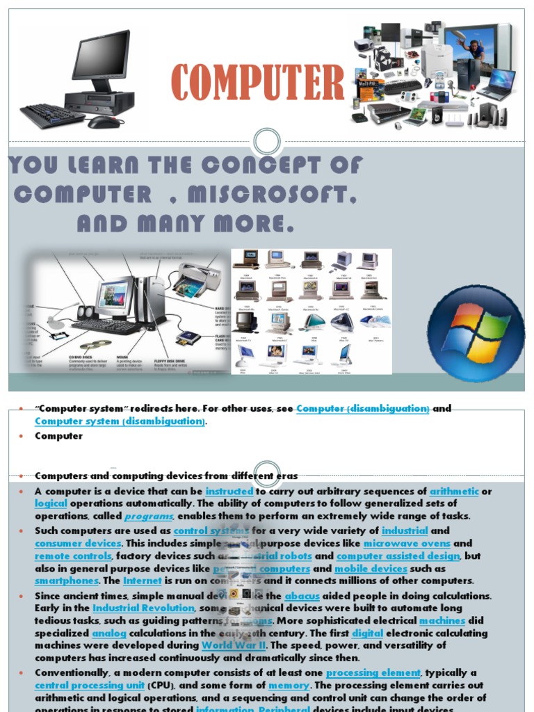 Computer: You Learn The Concept of Computer, Miscrosoft, and Many More ...