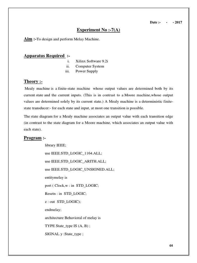 Experiment Vhdl Pdf Applied Mathematics Models Of Computation