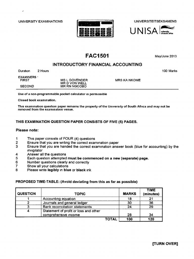 FAC1501 Exam May - June 2013 | PDF