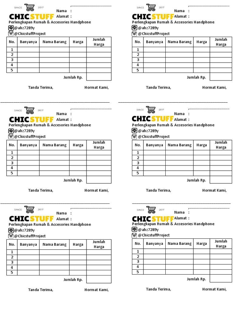 Contoh Desain Bon Online Shop | PDF