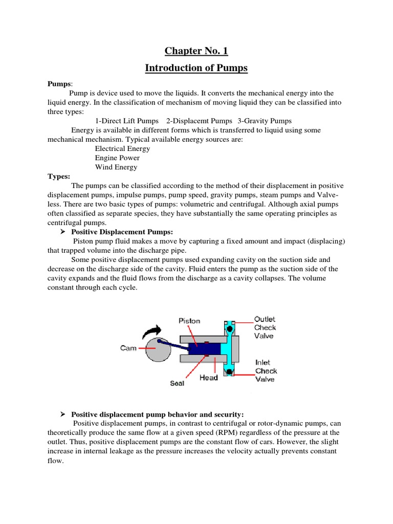 Chapter No. 1 Introduction of Pumps | PDF | Pump | Gases