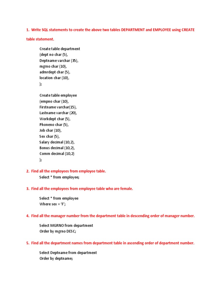 Assignment SQL Statements | PDF | Data Management | Sql