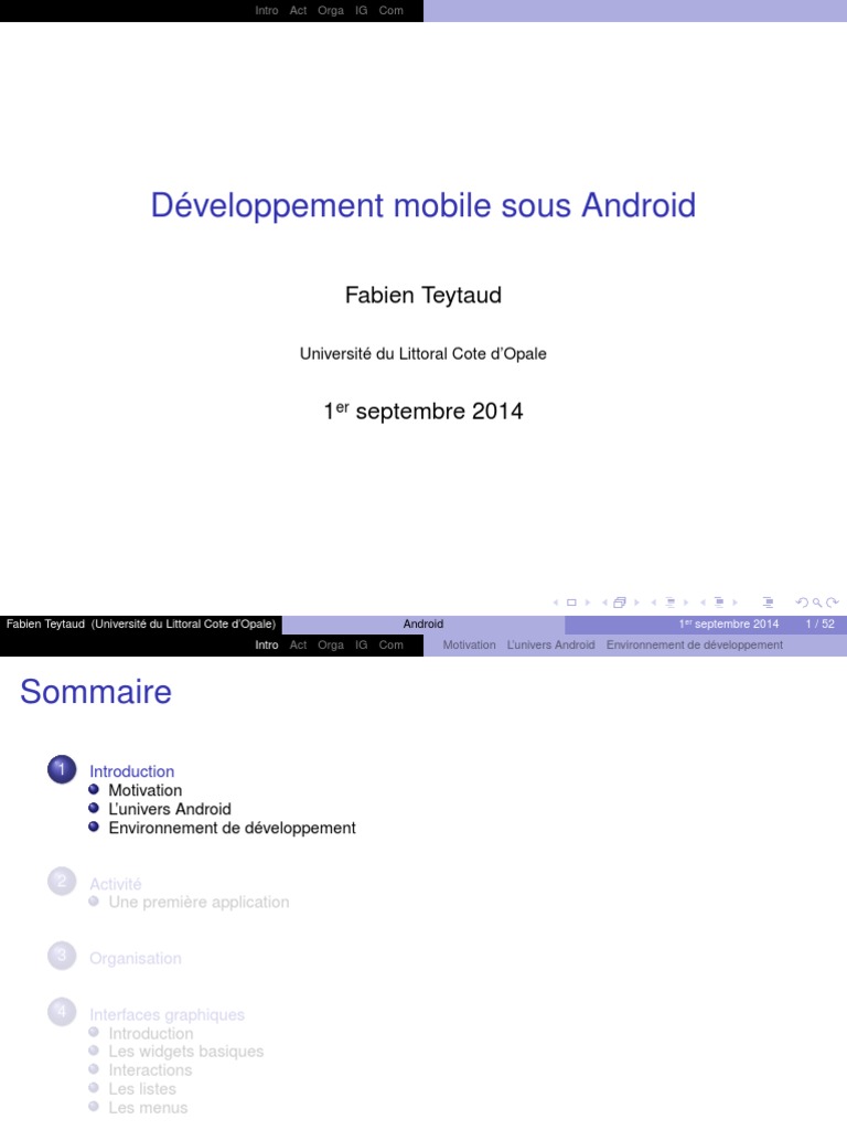 Cours Android | PDF | Android (Système d'exploitation) | XML