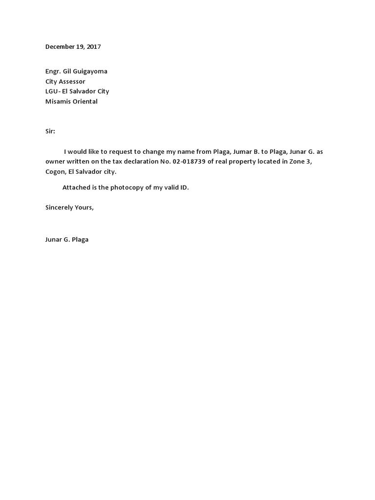 Letter Request Assessor | PDF